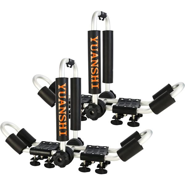 商品名Kayak Roof Rack 2-in-1 Aluminum Folding J Bar Roof Carrier Rack-Includes 8 Pcs Ratchet Tie and 4 Pcs Anchor Strap-Mou...