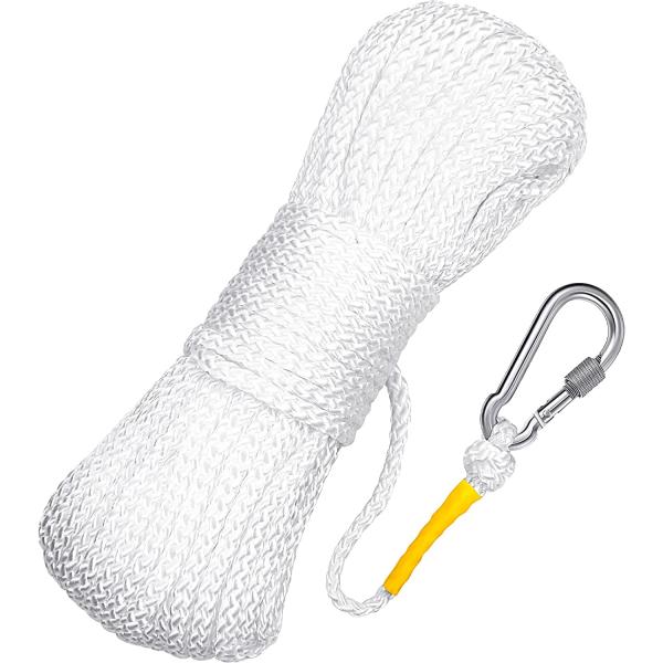 商品名Hollow Braided Polypropylene Line Rope Heaving Line with Spring Hook for Ring Buoy Pool Life Preserver Ring Rope Boat...