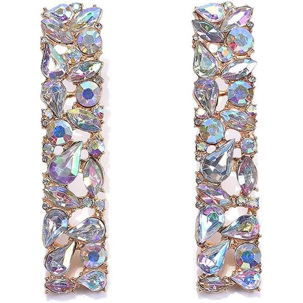 商品名Rhinestone Square Dangle Earrings Sparkly Crystal Geometric Drop Statement Earrings for Women Gorgeous Fancy Dressブラン...