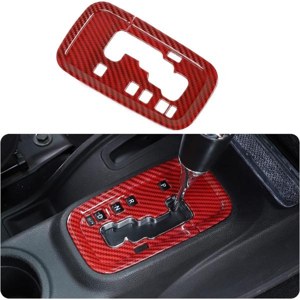 商品名RT-TCZ for Wrangler JK Gear Shift Panel Trim Cover, Red Carbon Fiber Interior Accessories for Jeep Wrangler JK JKU 20...