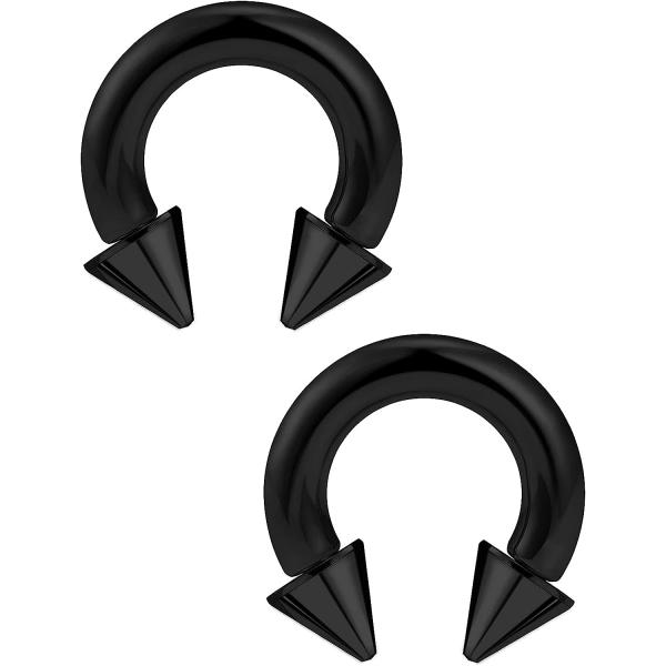 商品名Ftovosyo PAリング インターナルスレッド スパイク サーキュラー バーベル 蹄鉄 ブラック ラージ セプタムリング イヤーゲージ イヤリング 2G 4G 6G 8G 12mm/16mm サージカルスチール ピアス ボディジュ...