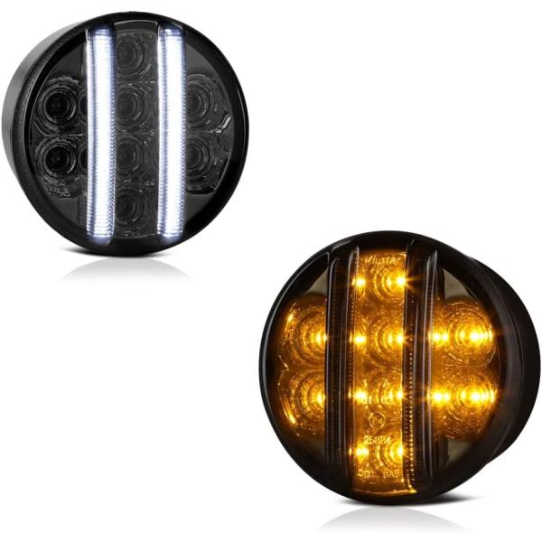 商品名VIPMOTOZ スイッチバック LED DRL ウィンカーランプ 2007-2017 Jeep Wrangler JK Amber対応 + ホワイトスモークスモークティントレンズ 左運転席右 助手席側 ペアセットVIPMOTOZ S...