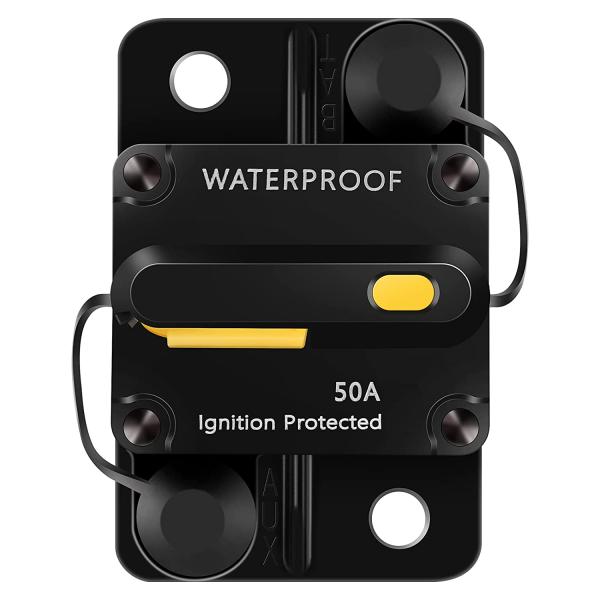 商品名50 Amp Circuit Breaker with Manual Reset, Briidea 12V- 48VDC Waterproof Inline Fuse Inverter Surface Mount for RV Boa...