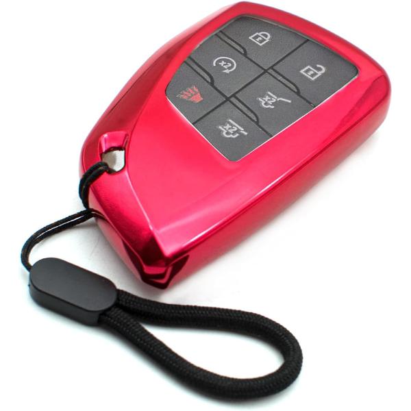 商品名MECHCOS 2022 2021 GMC Yukon Chevy Chevrolet Suburban Tahoe GM-13541565/13537962 レッド TPU キーフォブカバーケース リモートホルダー スキンプロテクタ...