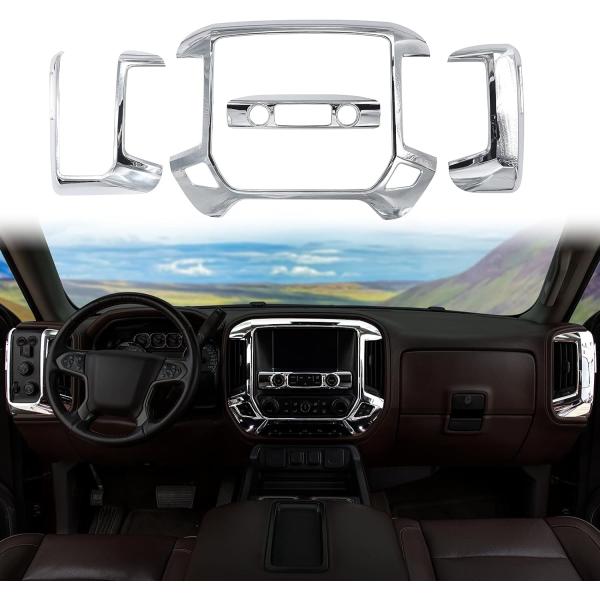 商品名Hoolcar Dashboard Panel Trim Center Control GPS Navigation Cover for 2010-2017 Chevy Silverado GMC Sierra, Chromeブランド...