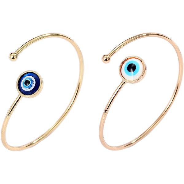 商品名COLORFUL BLING ラッキーターキッシュブルー 邪眼 オープンバングル 調節可能 ナザール シンプル ブルーアイ ハンドブレスレット 保護ジュエリー レディース ベストフレンド, 金属, 合金。,COLORFUL BLING...