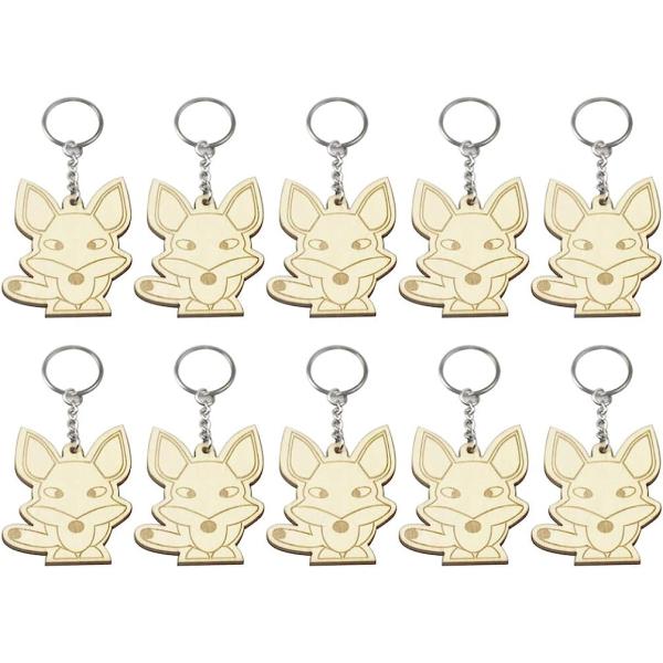 商品名EXCEART Backpack Keychain Backpack Keychain Kids Keychain 10pcs in Set Key Ring Wooden Piece Fox Keychain DIY Cartoon...