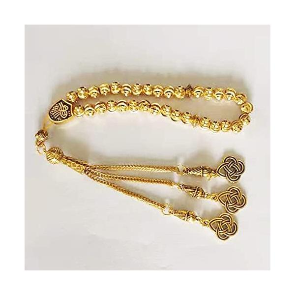 商品名Gold tasbih Ramadan Gift Muslim Accessories on Hand Islamic Gift 33beads Bracelet Small Size for Pocket (6mm x 33bead...