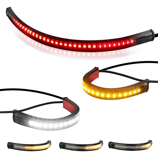 商品名QUASCO Front Rear Motorcycle Led Turn Signals, Universal White Amber Fork Light Strip, Red Brake Tail Lights Compatib...