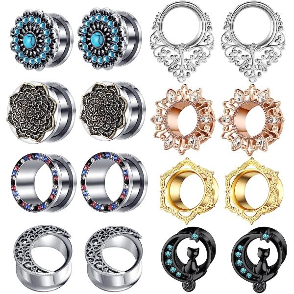 商品名TIANCI FBYJS 8ペア ステンレススチール イヤートンネル イヤリング ゲージ レディース 猫 ボディピアス プラグ ストレッチャー, 金属, アゲートTIANCI FBYJS 8 Pairs Stainless Steel...