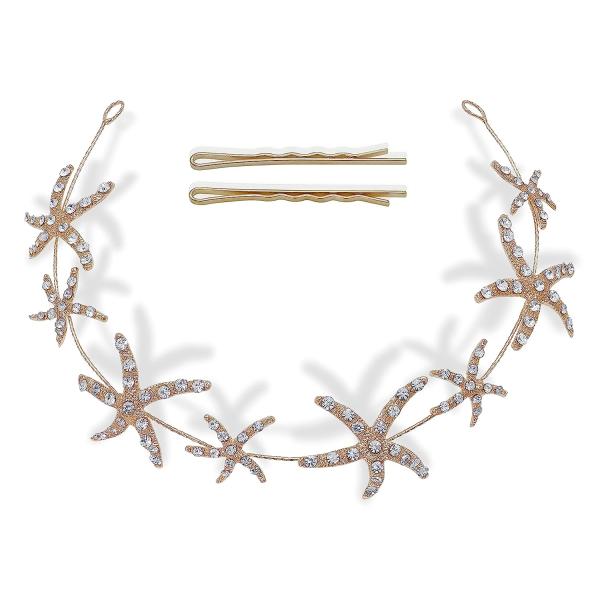 商品名Bienvenu Starfish Headpiece Bridal Wedding Hair Accessories, Women Headband Crown Hair Jewelry, Goldenブランド：Bienvenu商品...