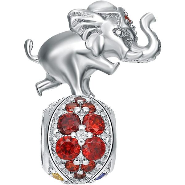 商品名Presentski 象 ラッキーチャーム ジュエリー レディース - 925 スターリングシルバー 絶妙な動物ビーズチャーム キュービックジルコニア ティーンガールズ メンズ | DIY ペットペンダント ブレスレット ネックレス ...