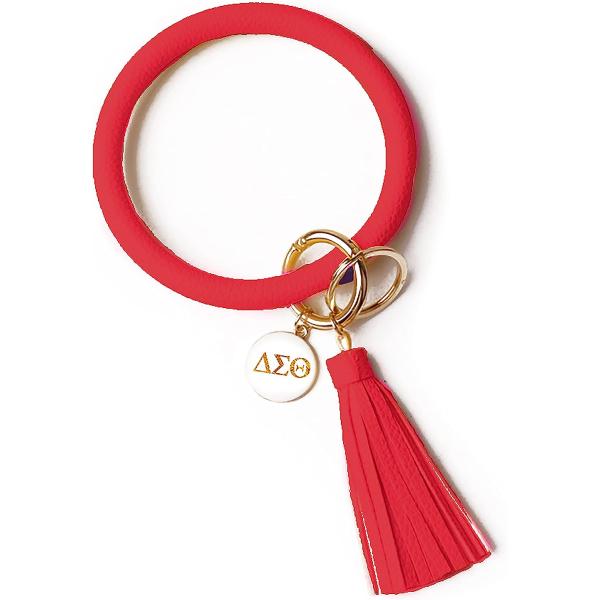 商品名DST バングルキーチェーン デルタシグマ シータ レッドリングキーチェーン 刻印ディスク付きSorority Shop DST Bangle Keychain - Delta Sigma Theta Red Ring Keychai...