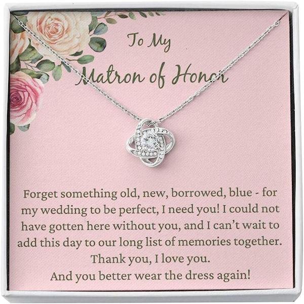 商品名Matron of Honor Necklace Gift from Bride, Bridesmaid Jewelry, Matron of Honor Thanks Roses Love Knot CLH138045 S-Gブラン...