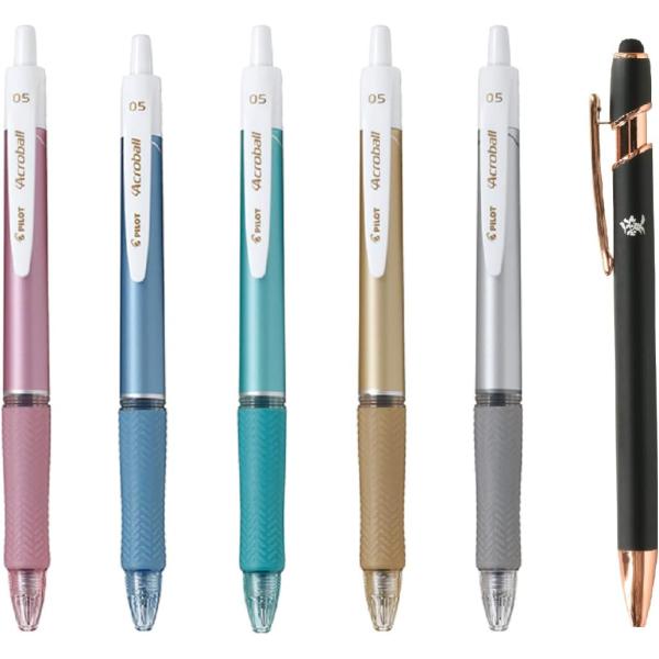 商品名Pilot Japan Pilot Acroball T Series Retractable Ballpoint Pen 0.5mm Black Ink 5 Body Colors Set BAB-15EFT With Kanji ...