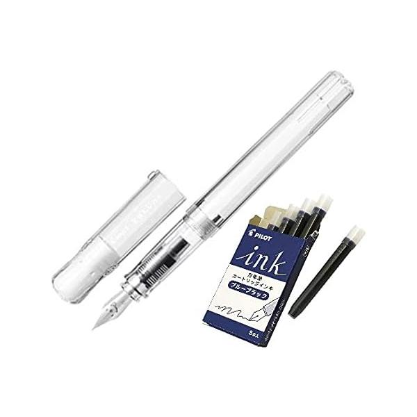 商品名Pilot Kakuno Fountain Pen Extra Fine Print Clear Body Ink FKA1SRNCEF with 5 Blue Black Refill and Kanji Love Stickerブ...