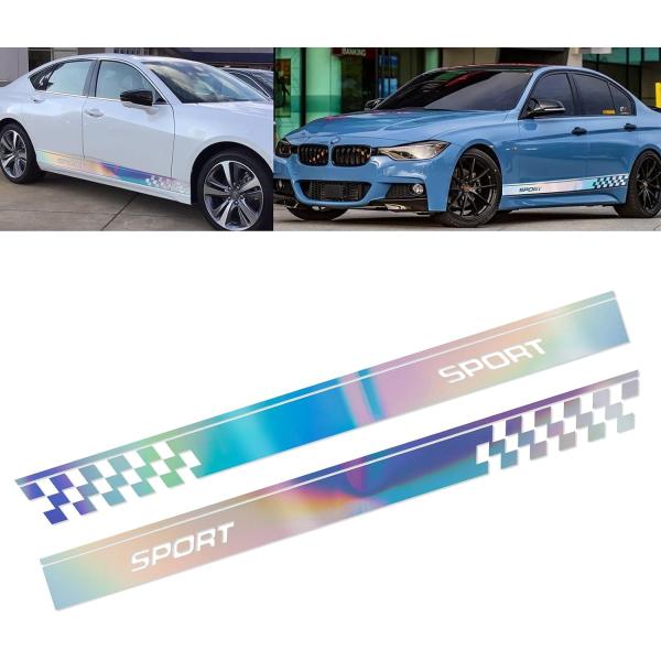商品名Xotic Tech Car Side Door Edge Guard Protector Vinyl Stripe Decal Sticker, Glossy NEO Checkered Sport Racing Style (Le...