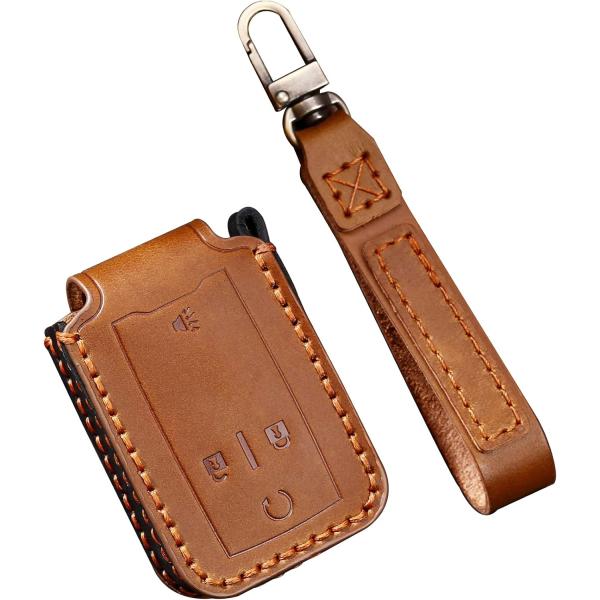 商品名ontto GMC キーフォブカバー レザーキーケース カーキーホルダー シボレー GMC シエラ キャニオン ユーコン 2014-2021用 4ボタン ブラウンontto Fit for GMC Key Fob Cover Leat...