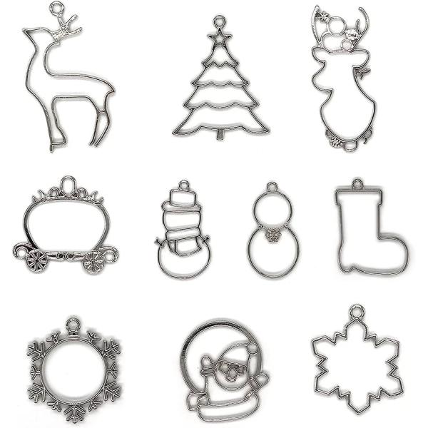 商品名クリスマスオープンベゼルペンダントチャーム 10個 DIY ジュエリー作成 中空フレーム メリークリスマスアクセサリー, 金属, 宝石なし。,mjjmbc 10pcs Christmas Open Bezel Pendants Cha...