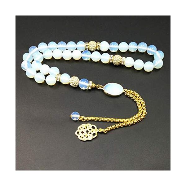 商品名Tasbih Opal Stone Gold Accessories Muslim Women Necklace misbaha Gift Bracelet Islamic Jewelry Rosary Bead (10mm x 45...