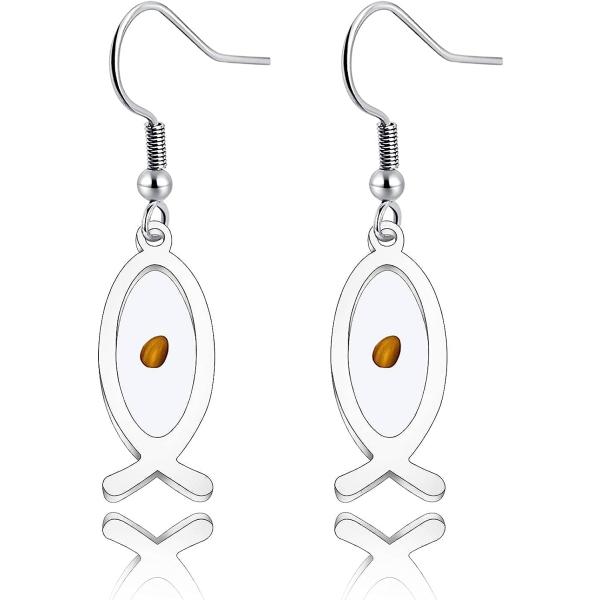 商品名マスタードシードイヤリング ネックレス フィッシュペンダント イヤリング 宗教ジュエリー インスピレーションギフト 女性や女の子への誕生日ギフト, 金属, ステンレススチール,NC Ichthus Mustard Seed Jewel...