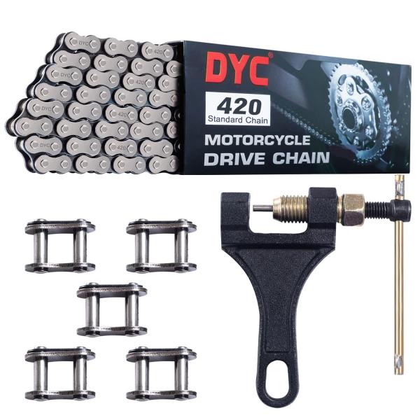 商品名DYCTAHO 420 Motorcycle Chain 132 Link Standard Roller Chain with Free Chain Breaker 5 Connecting Master Link for 100c...