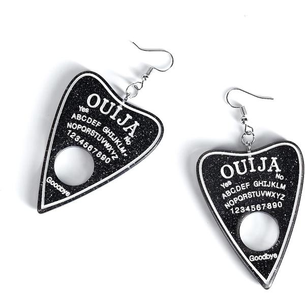 商品名Ouija ボードプランシェットイヤリング フラットバック ブラックグリッター樹脂ダングルチャーム ファッションゴシックドロップイヤリング レディースジュエリー フレンチイヤーフックギフト 1ペア, 樹脂, ハロ,Women Earr...