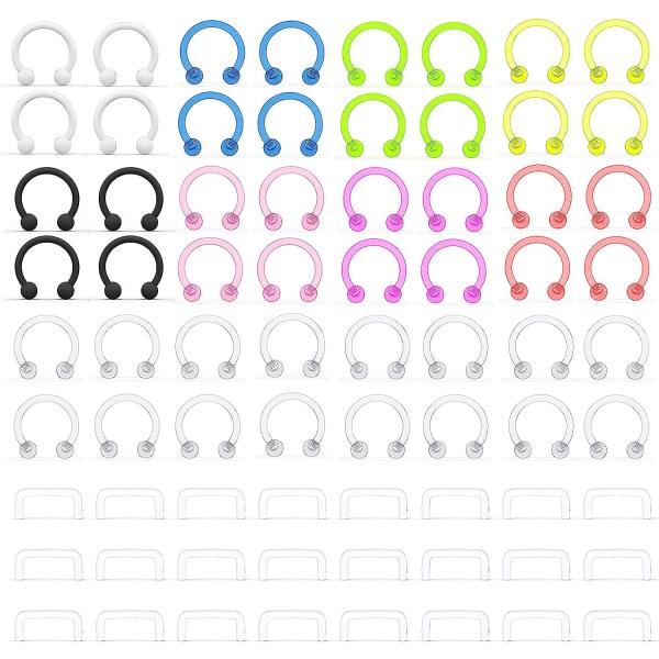 商品名Lcolyoli セプタムリテーナー 72個 16G クリア バイオフレックス セプタム リング フレキシブル プラスチック セプタム ノーズフープ ピアス ジュエリー レディース メンズ 8~10mm, プラスチック, プラスチック...