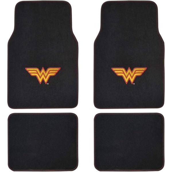 商品名Warner Brothers DC Comics Classic Wonder Woman Licensed Auto Carpet Floor Mats, Universal Fit 4PC Set Front &amp; Rea...