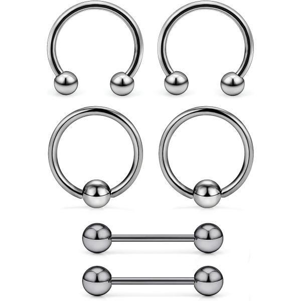 商品名Uqnwbdq Nipple Piercing Jewelry 14G G23 Titanium Horseshoe Captive Bead Nipple Ring Surgical Stainless Steel Tongue N...