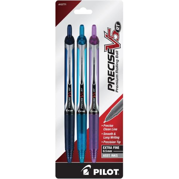 商品名Pilot Precise V5 格納式ローリングボール 液体インク付き ネイビー ターコイズ パープルインクPilot Precise V5 Retractable Rolling Ball with Liquid Ink in N...