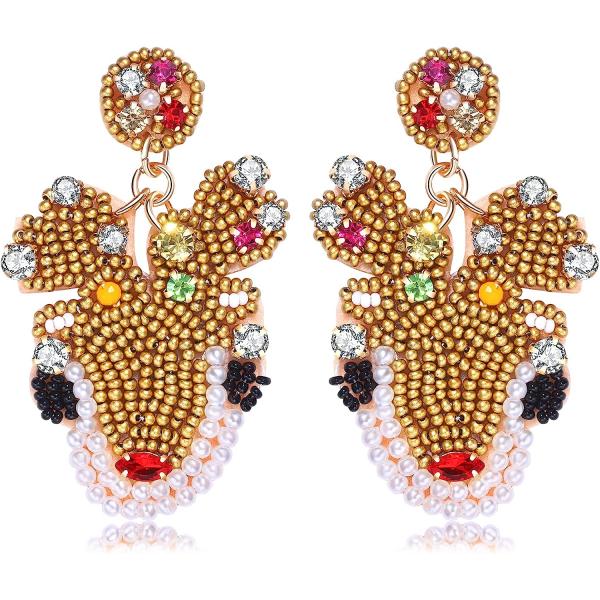 商品名MOLOCH クリスマスピアス レディース ビーズ トナカイ 雪の結晶 クリスマスツリードロップ ダングルイヤリング サンタ フェスティブ ホリデーギフト 女の子向け, ビーズ, 知らないMOLOCH Beaded Reindeer ...