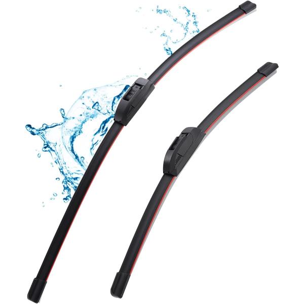商品名OEM QUALITY 24"" + 18"" Premium All-Seasons Windshield Wiper Blades (set of 2), Personalized with red edge wipersブランド...