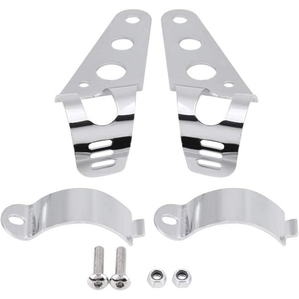 商品名Headlight Brackets, 1 Pair Stainless Steel Motorcycle Headlight Bracket Universal Mount Stand Support(Silver)ブランド：aqx...