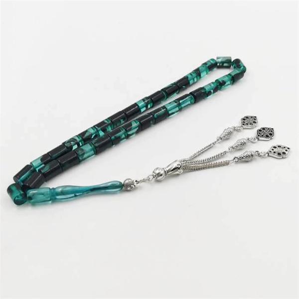 商品名Eljjhah Blue Resin Tasbih 33 Prayer Beads Islamic Rosary Arabic Fashion Bracelet Metal tassell Muslim misbaha Accesso...