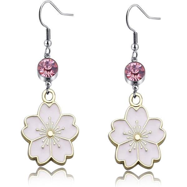 商品名桜のイヤリング カラフルフラワーイヤリング チェリーフラワー ダングルジュエリー レディース ガールズ クリスマスギフト, 金属, ステンレススチール,NC Cherry Blossoms Earrings Colorful Flow...