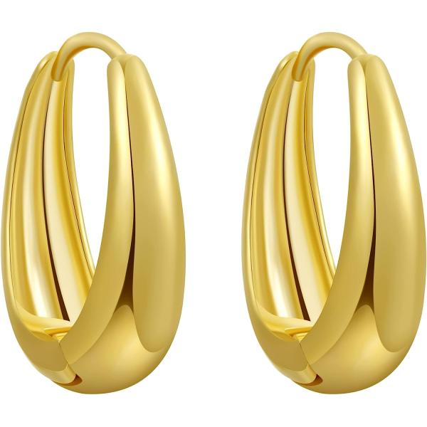 商品名lureme チャンキーゴールドフープピアス レディース オープンフープピアス 華奢なジュエリーギフト (er006342), 真鍮, 宝石なし。,lureme Chunky Gold Hoop Earrings for Women,...