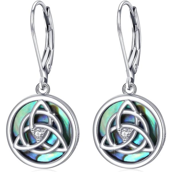 商品名Celtic Knot Abalone Earrings 925 Sterling Silver Abalone Leverback Earrings Celtic Knot Dangle Earrings Jewelry Gifts...