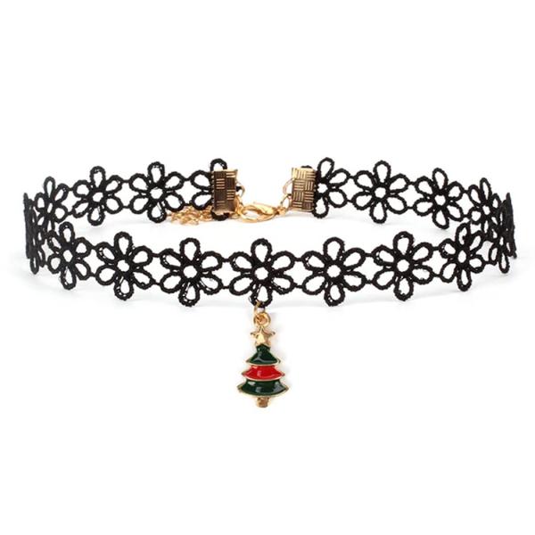 商品名Acedre 2PCS Christmas Choker Necklace Sets Black Lace Necklaces Christmas-tree Socks Pendant Necklace Chain Cute Char...