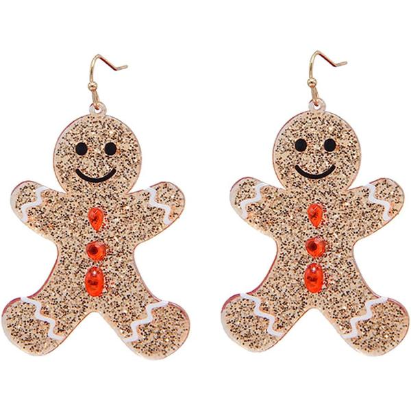 商品名クリスマス ジンジャーブレッドマン チャーム ダングルイヤリング かわいいキャンディスティックドロップイヤリング アクリル ファッション クリスマスパーティージュエリー レディース ガールズ, 金属, アクリル,Christmas G...