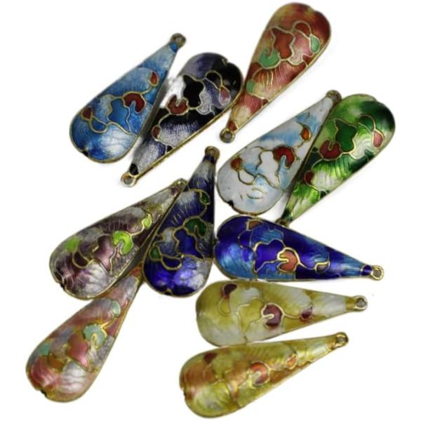 商品名Only My Live Home 10pcs Classic Cloisonne Enamel Filigree Teardrop Loose Bead DIY Jewellery Making Charm Pendant Neck...