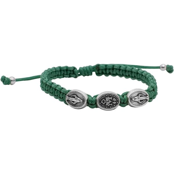 商品名奇跡のメダルチャームビーズ付き編み込みブレスレット | 初聖体拝領と堅信礼のための素晴らしいカトリックギフト | 調節可能な快適なフィット感 | 宗教アクセサリー, 宝石なし。,Woven Bracelet with Miraculo...