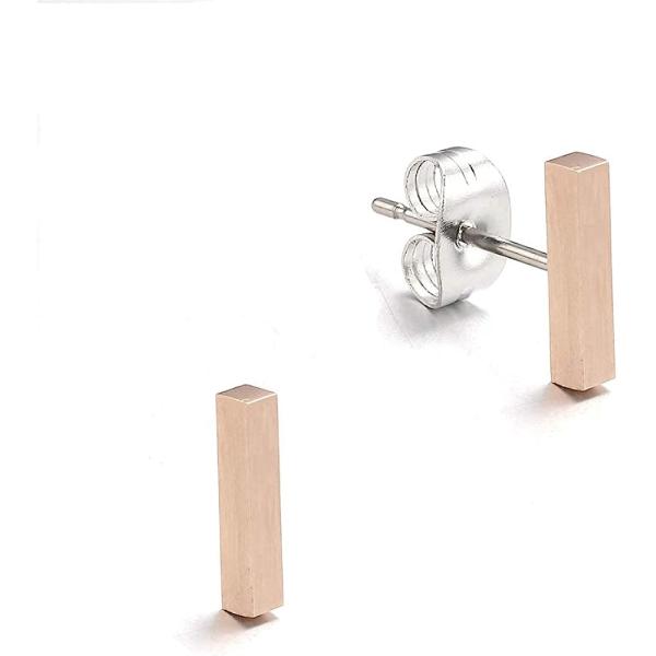 商品名幾何学チタンピアス 長方形バー/スクエア 低刺激性イヤリング スタッド ミニマリスト 18Kゴールドメッキ/ローズゴールドメッキ ユニ マットつや消しヘリックススタッドイヤリング 女性/女の子/男性/ティーン向けジュエリーギフト, チ...