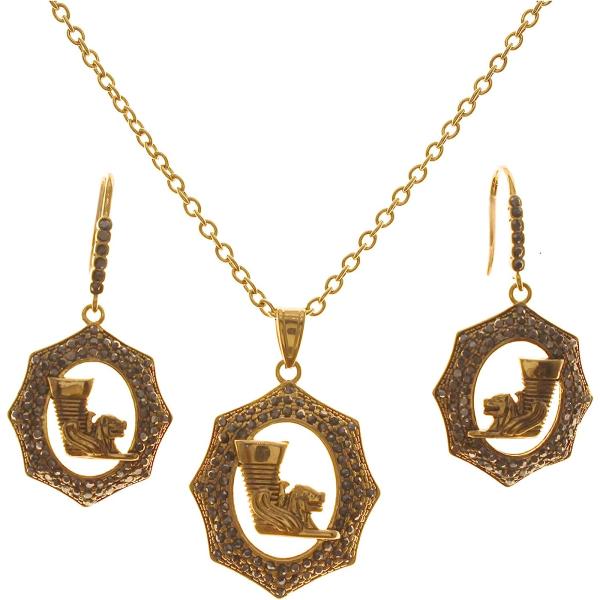 商品名Asoodehdelan Handmade Iranian Persian Rhyton Winged Lion Necklace Earrings Set (Necklace &amp; Earrings)ブランド：Asoodehd...