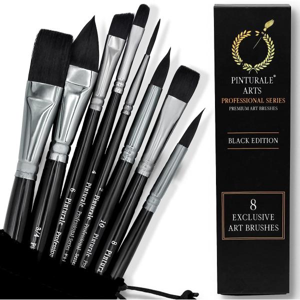商品名Pinturale Arts Professional Watercolor Brushes | Black Series | Set of 8 Travel Watercolor Brushes | High Water Absor...