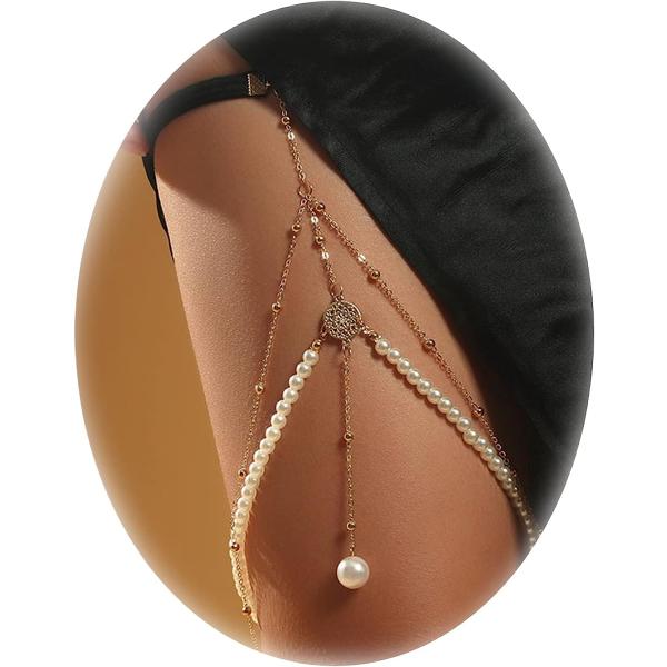 商品名Thigh Chain for Women Gold Snake Pendant Thigh Accessories Beach Leg Chain Boho jewelry for Women (Pearl)ブランド：YANCHUN...