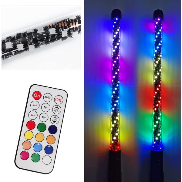 商品名Kingshowstar 2PCS RGB Spiral LED Whip Lights, 2FT Antenna Whip Light with IR Wireless Remote Waterproof Lighted Whips...