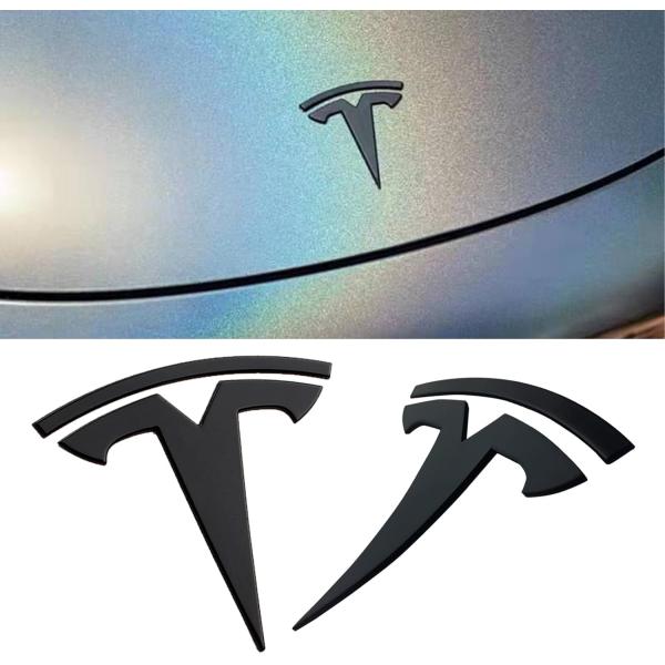 商品名YHCDSEA 車用オリジナルロゴ 3Dバッジ メタル交換用ステッカー テスラモデル3 フロントバックトランクTロゴ交換用エンブレムステッカーアクセサリー (マットブラック)YHCDSEA Car Original Logo 3D B...