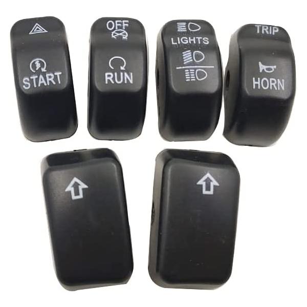 商品名6-Piece Switch Cap Kit Headlight Turn Signal Horn Start Control Button Cover for Harley Sportster XL 883 1200 2014-20...