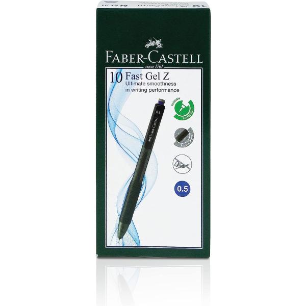 商品名Faber-Castell Fast Gel-Z 非常に滑らかなゲルペン 0.5mm 極細ペン先 極ソフトチップ 速乾インク 汚れ防止 学生や仕事の専門家に最適 (ブルー、ファストゲル-Z 0.5mm)Faber-Castell Fa...